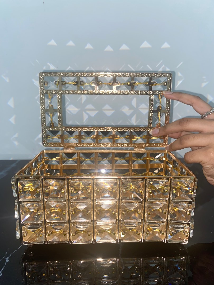 Metallic Rhine stone tissue box, Furniture & Home Living, Home Decor ...
