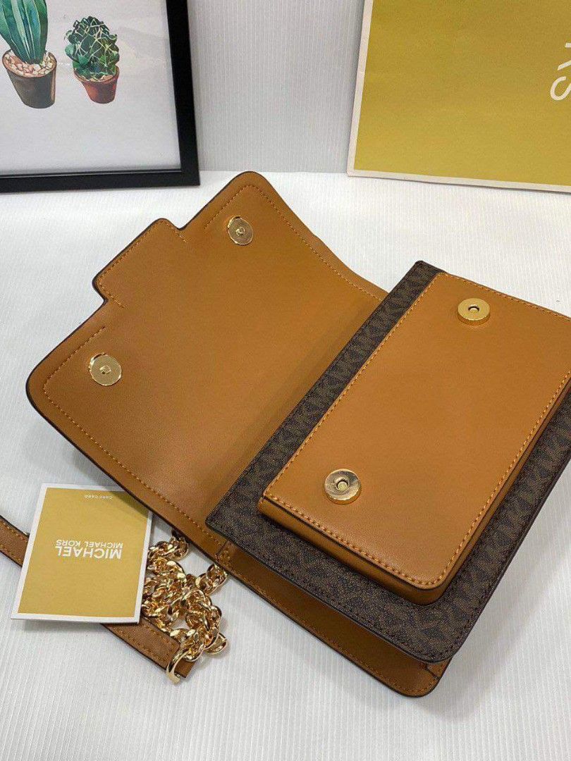 Michael Kors Heather Logo Crossbody Bag in Signature Darkbrown on Carousell