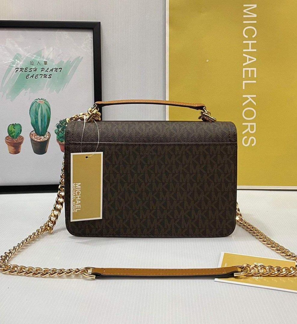 Michael Kors Heather Logo Crossbody Bag in Signature Darkbrown on Carousell
