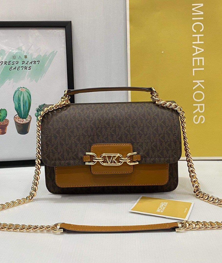 Michael Kors Heather Logo Crossbody Bag in Signature Darkbrown on Carousell