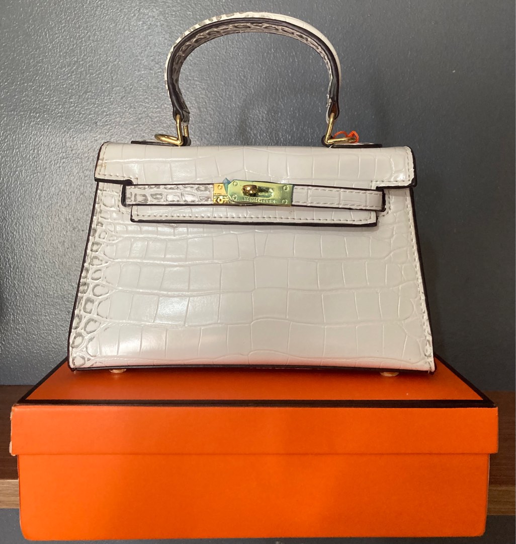 Mini Kelly white crocs style with code, Luxury, Bags & Wallets on Carousell