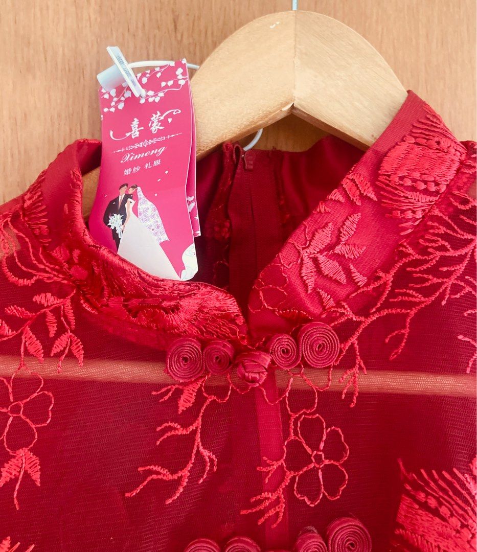 (NEW) Modern cheongsam- red lace! (UK 10-12), Women's Fashion, Dresses ...