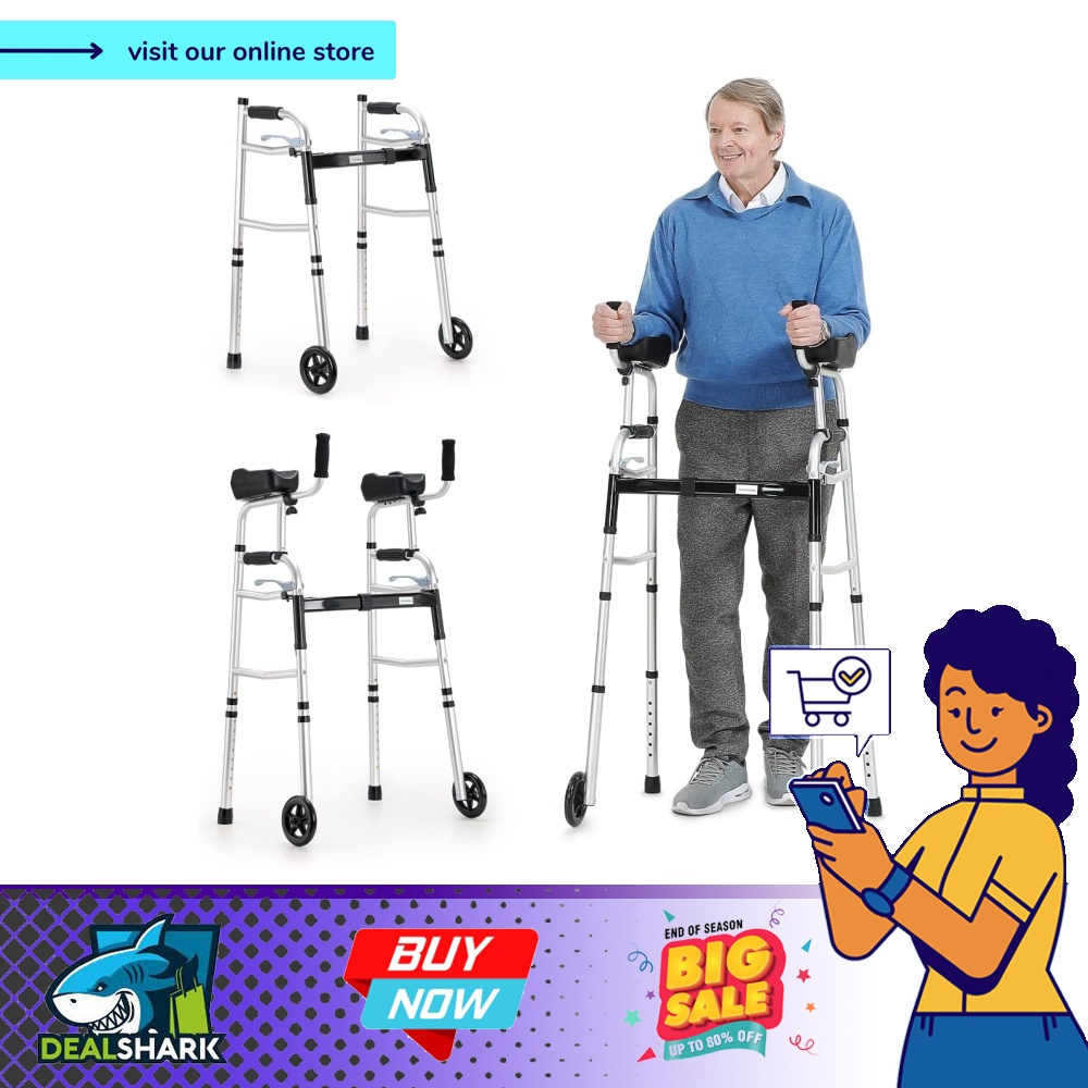 OasisSpace Narrow Folding Walker for Seniors with Arm Rest Pad, Health ...