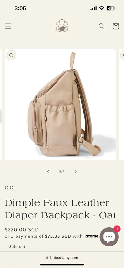 OiOi Dimple Faux Leather Diaper Backpack, Women's Fashion, Bags ...