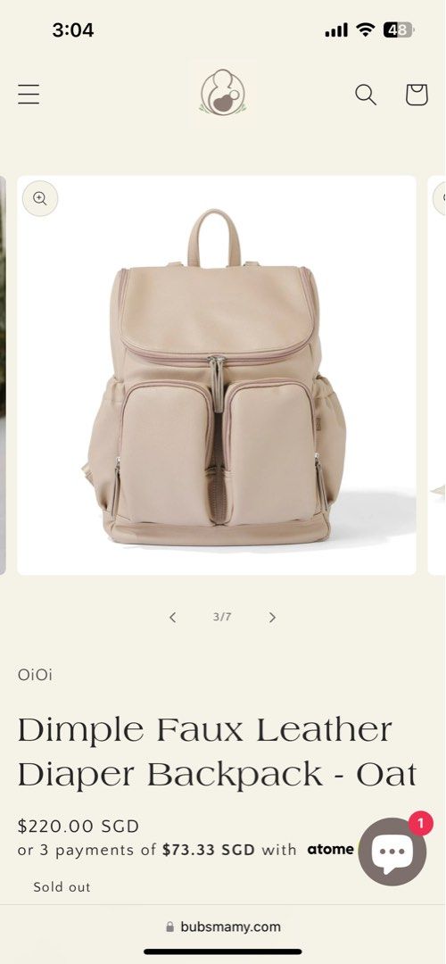 OiOi Dimple Faux Leather Diaper Backpack, Women's Fashion, Bags ...