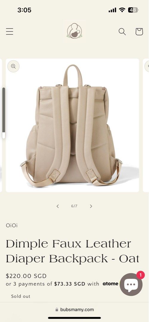 OiOi Dimple Faux Leather Diaper Backpack, Women's Fashion, Bags ...