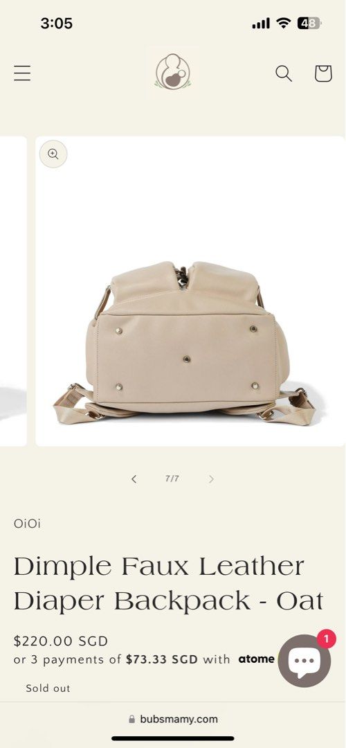 OiOi Dimple Faux Leather Diaper Backpack, Women's Fashion, Bags ...