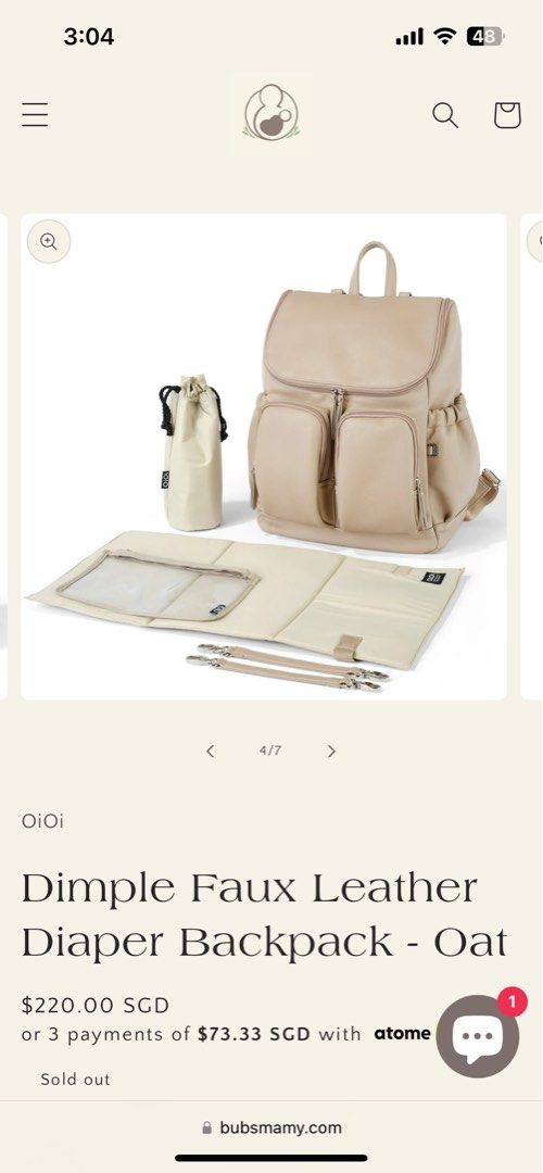 OiOi Dimple Faux Leather Diaper Backpack, Women's Fashion, Bags ...