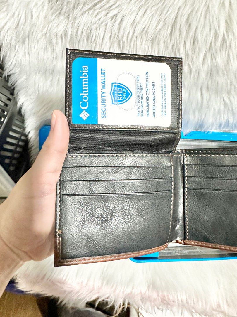 Original Columbia Mens Bifold Leather RFID Security Wallet Brown/Black ...