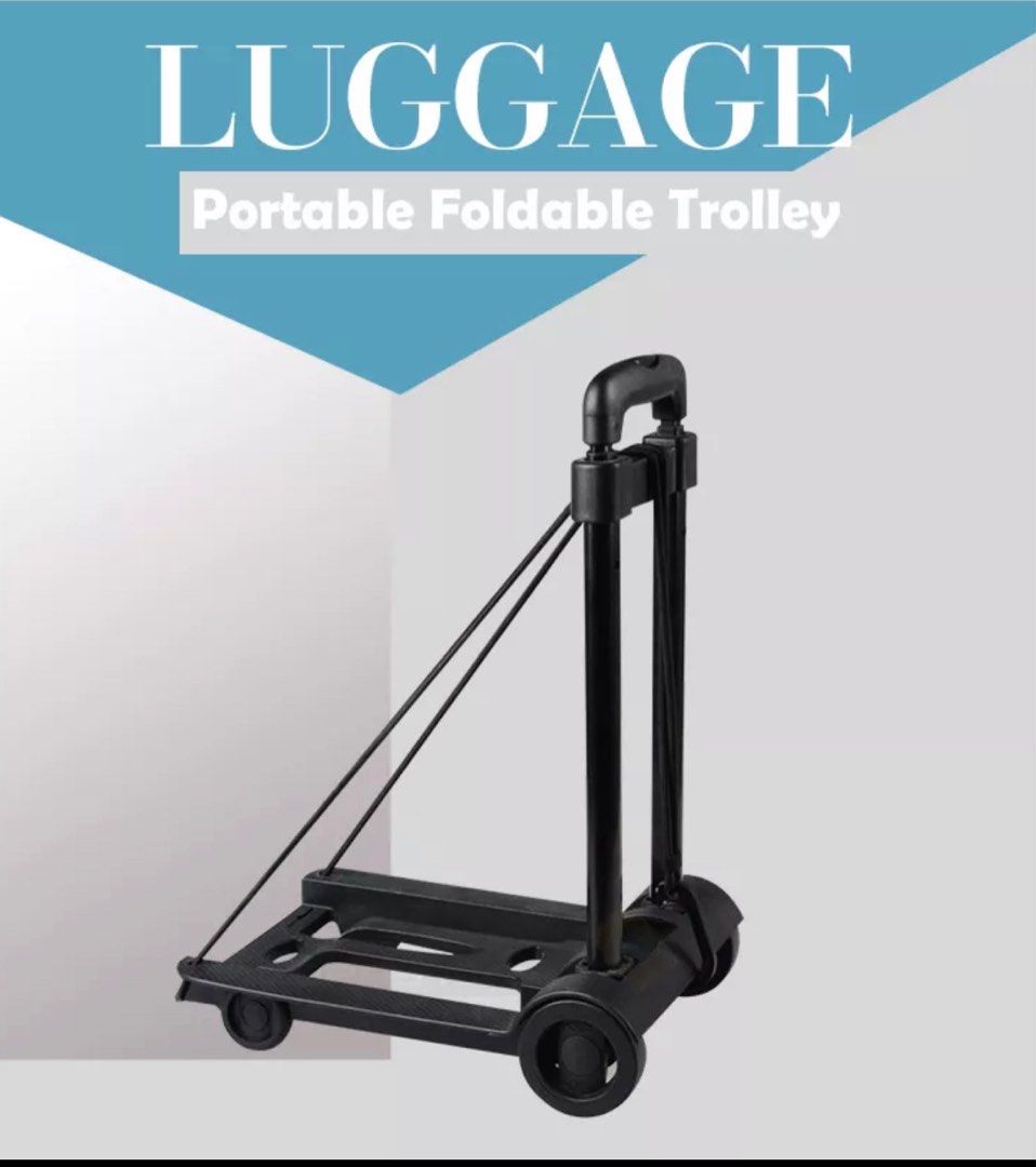 Portable Lightweight Foldable Trolley 2 Wheels Compact Size With Rope ...