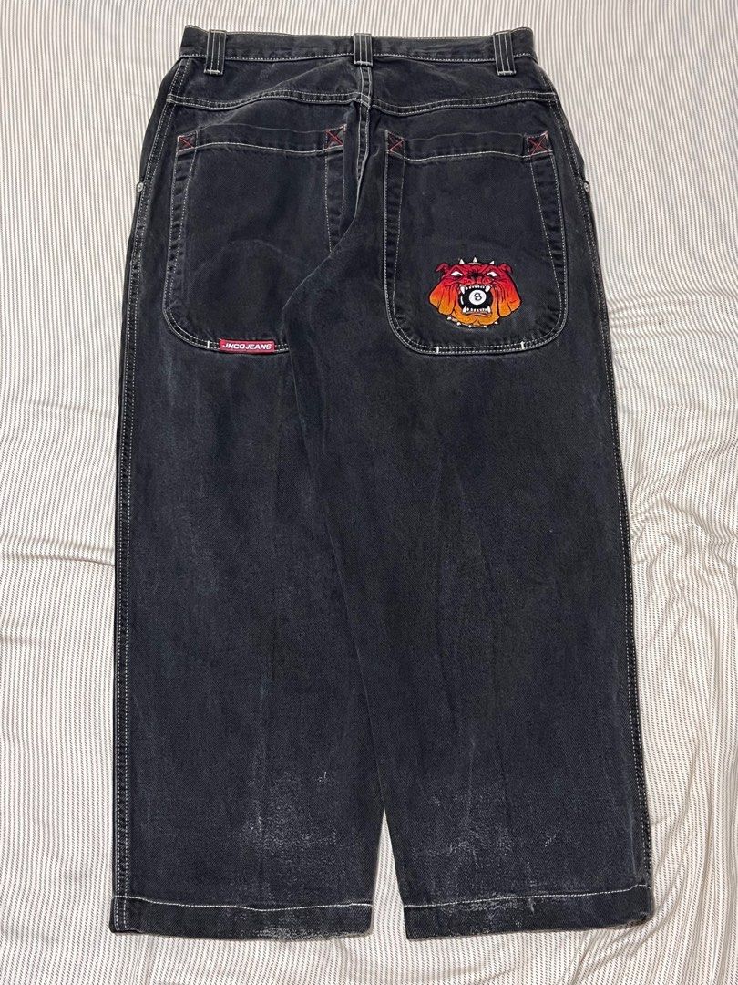 (SOLD) RARE Vintage 90s JNCO Jeans 8 Ball Bulldog Embroidered Patch ...
