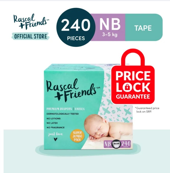 RASCAL + FRIENDS Tape Super Jumbo Box NEWBORN (3-5 kg) - 80 pcs x 3 ...