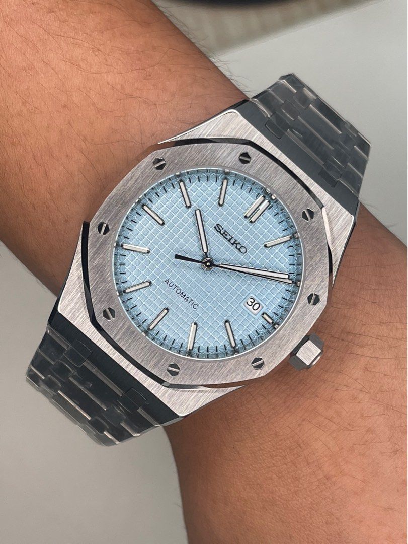 Seiko Oak Ice Blue Dial NH35 Mod, Men's Fashion, Watches & Accessories ...