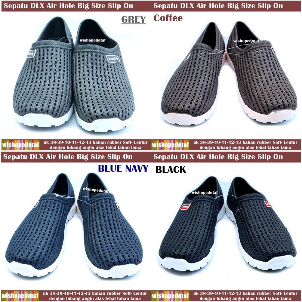 Sepatu Kets Slip On Air DLX Hole Big Size, Fesyen Pria, Sepatu , Sandal di Carousell