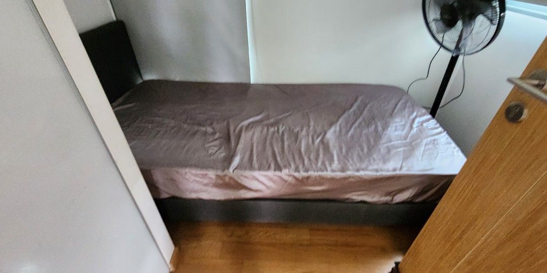 Single Bed Frame with soft springy mattress, Furniture & Home Living ...