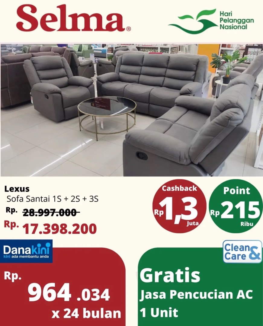 Sofa set ruang kelurga bisa cicilan, Perabotan Rumah di Carousell