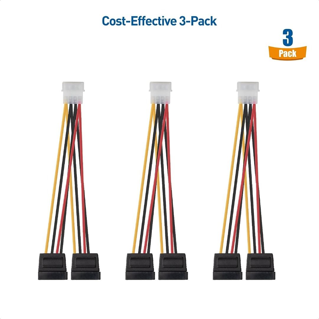 1 PC Cable Matters 4 Pin Molex to Dual SATA Power Y-Cable Adapter- 15cm ...