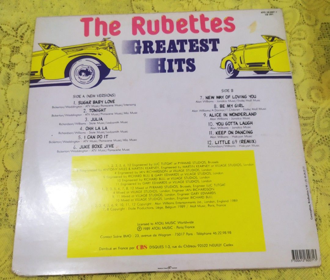 The Rubettes - Greatest Hits (LP) VINYL PLAKA, Hobbies & Toys, Music ...