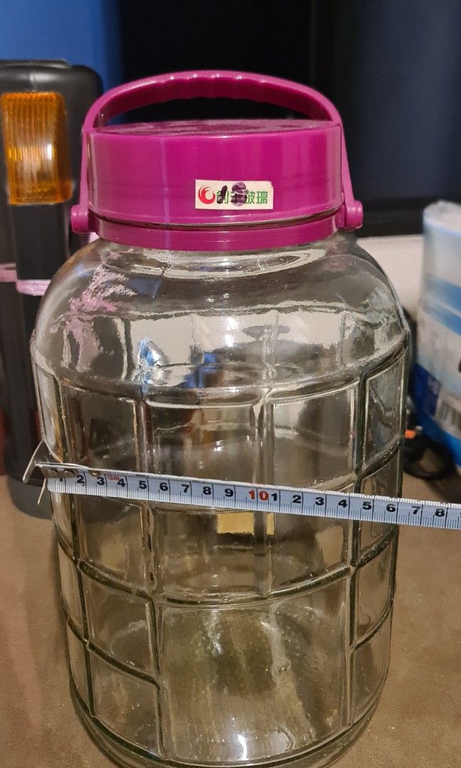 Very large glass bottle container with screw cap, Furniture & Home ...