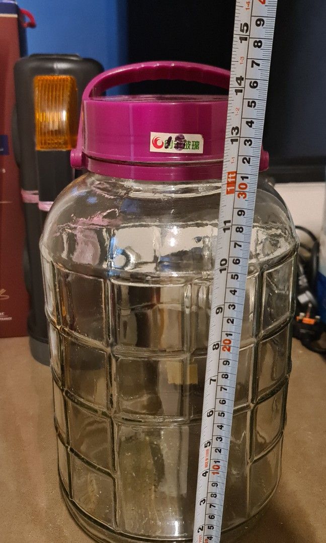 Very large glass bottle container with screw cap, Furniture & Home ...