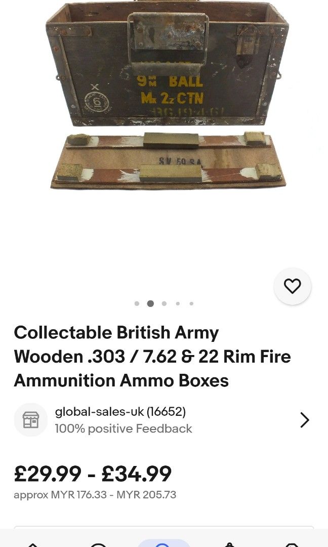 Vintage 1950s British Malaya Army Askar Ball Wooden Peluru Box Rare ...