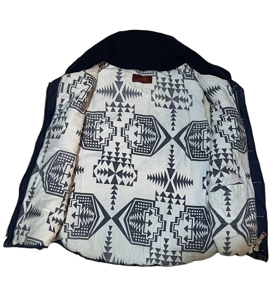 VINTAGE INDIAN PUFFER VEST DENIM/NATIVE NAVAJO/ZIPPER AND CONCHO BUTTON ...