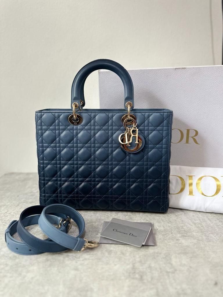 VVGC Lady Dior Large Gradasi blue comes with dust bag, strap, box (hk ...