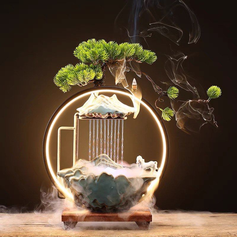 Water fountain Coffee table ornament, circulating water, with smoke ...