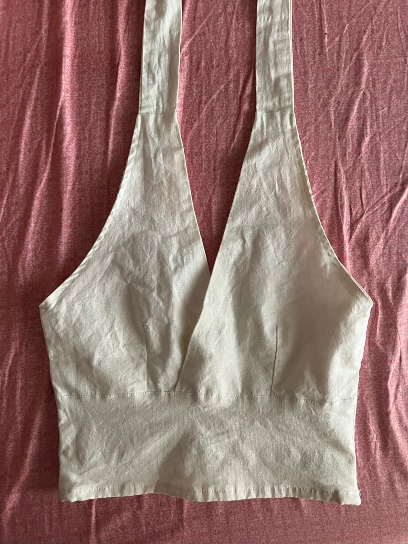 White linen halter top on Carousell