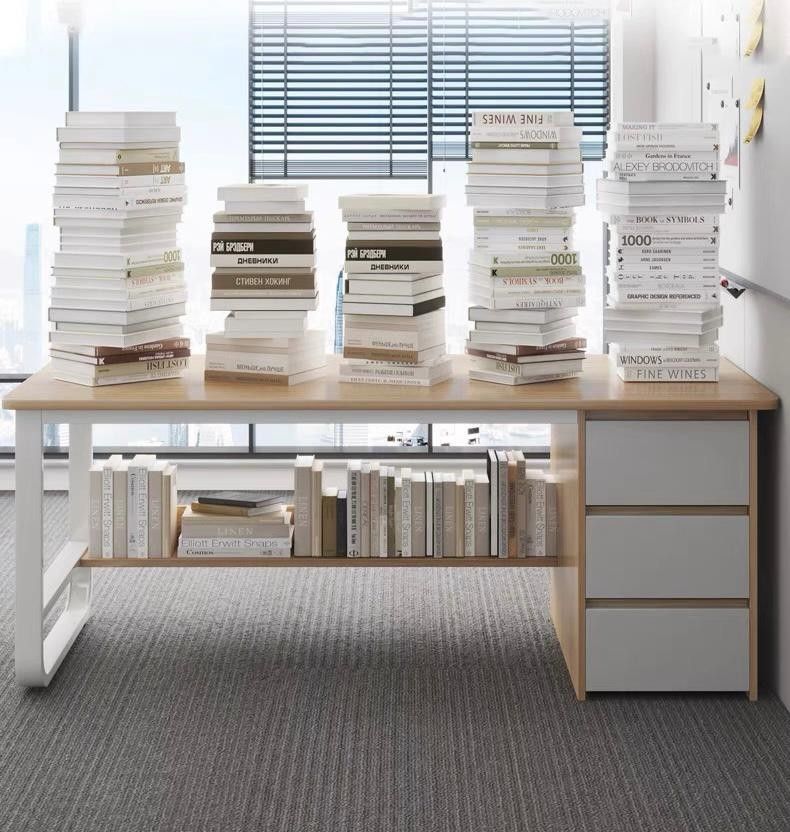 [WHITE] Office Table W/ inbuilt Drawers, Furniture & Home Living ...