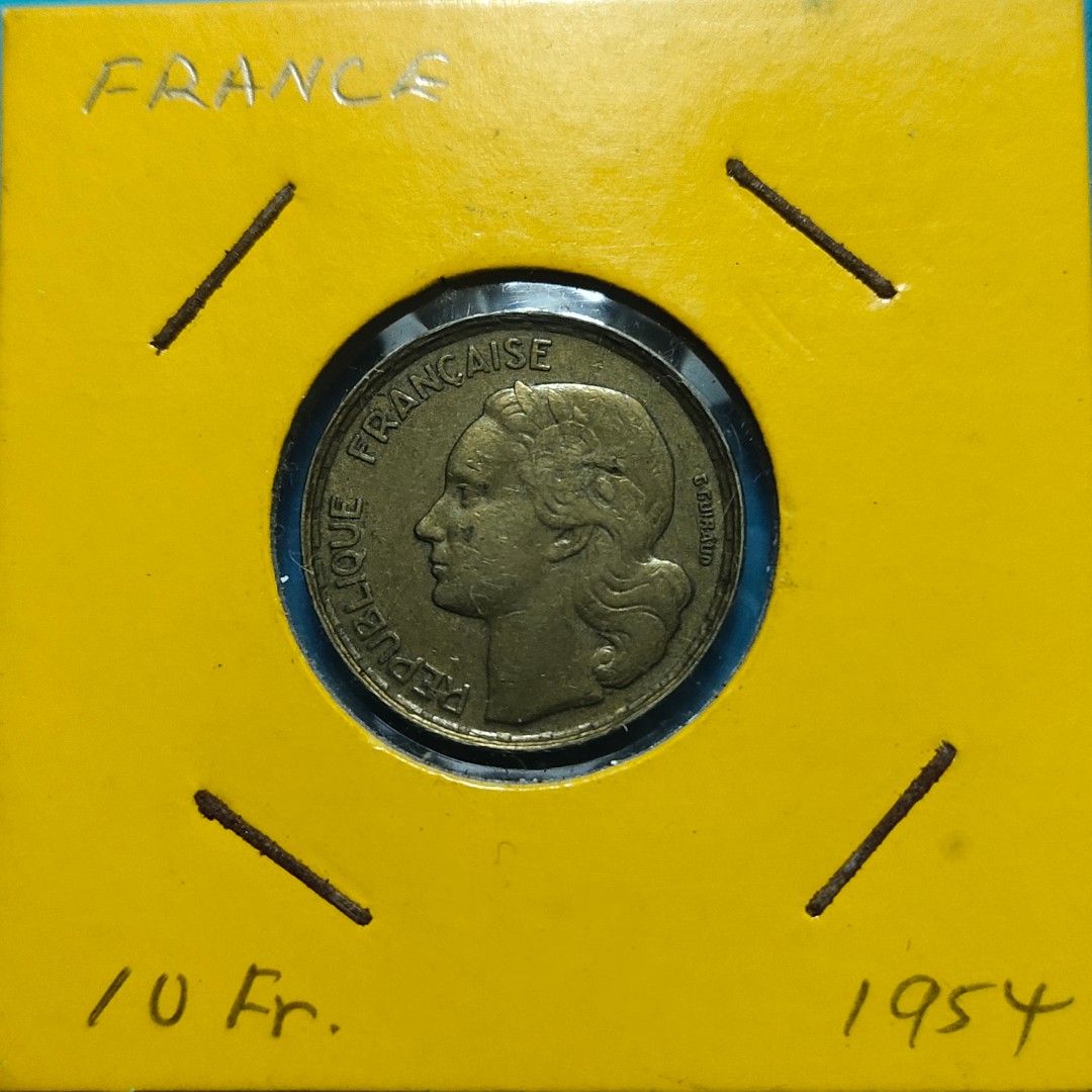 A91. 1954 France 10 Francs, Fourth Republic 1946-1958 #BJ, Hobbies ...