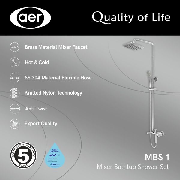 AER MBS 1 Mixer Rainshower Set Hot&Cold Bathub Rainshower Set, Furniture & Home Living, Bathroom ...