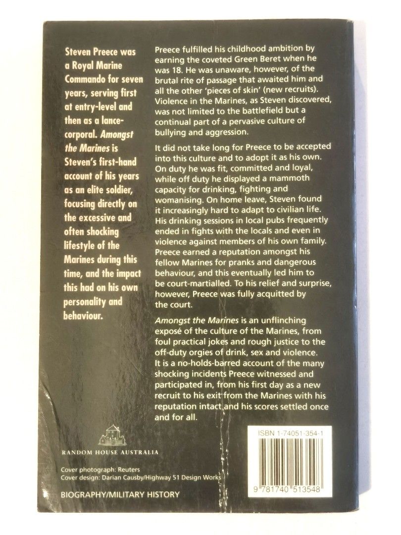 Amongst the marines the untold story Book By Steven preece, Hobbies ...