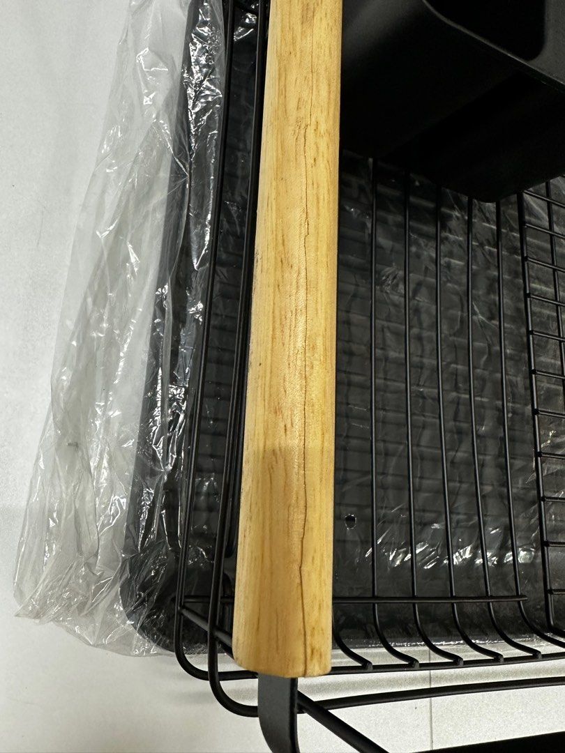 Anko Wooden Handle Dish Rack, Black on Carousell
