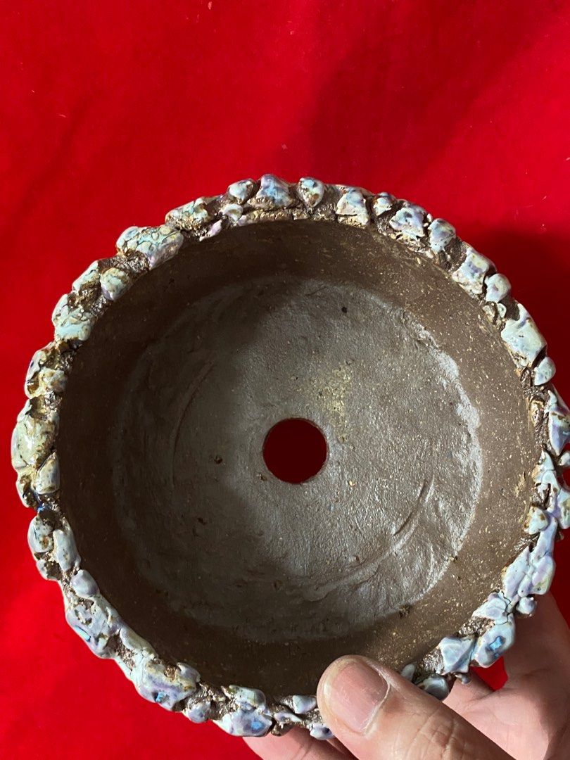 Artistic Hand Made Big Round Clay Pot Bonsai Cactus Succulent #1 ...