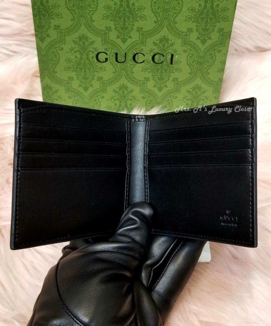Authentic Gucci GG Canvas Growling Lion Bifold Men's Wallet, Luxury ...