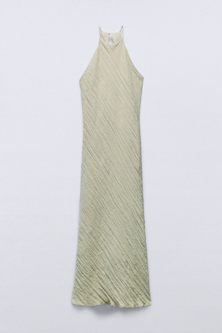 Avocado Green Textured Cut-in Maxi Dress, Women's Fashion, Dresses ...