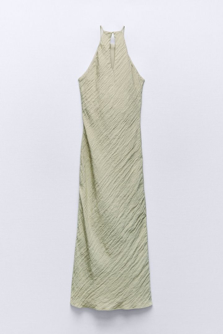 Avocado Green Textured Cut-in Maxi Dress, Women's Fashion, Dresses ...