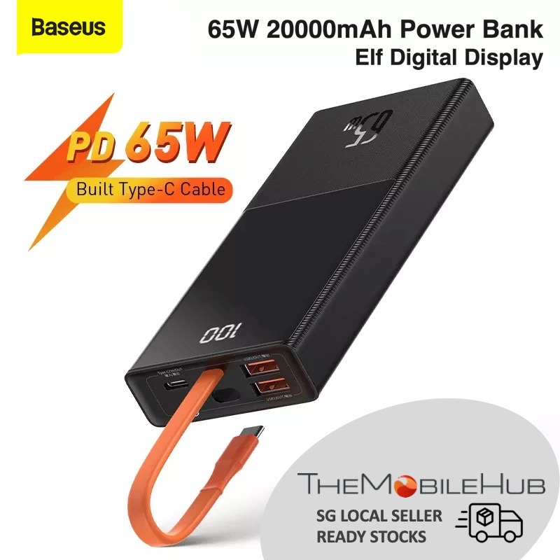 Baseus Elf 20000mAh 65W Digital Display Fast Charging Power Bank ...