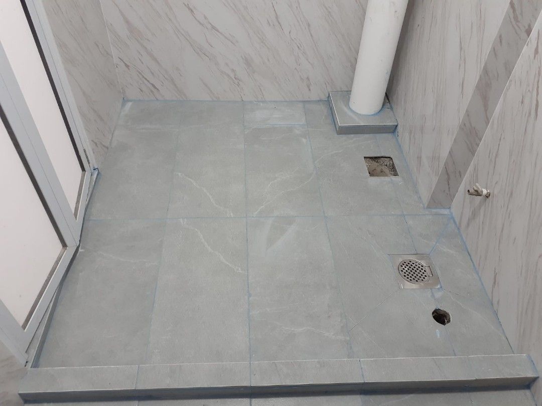 Bathroom Wall Panel + Floor Tiles Overlay, Furniture & Home Living ...