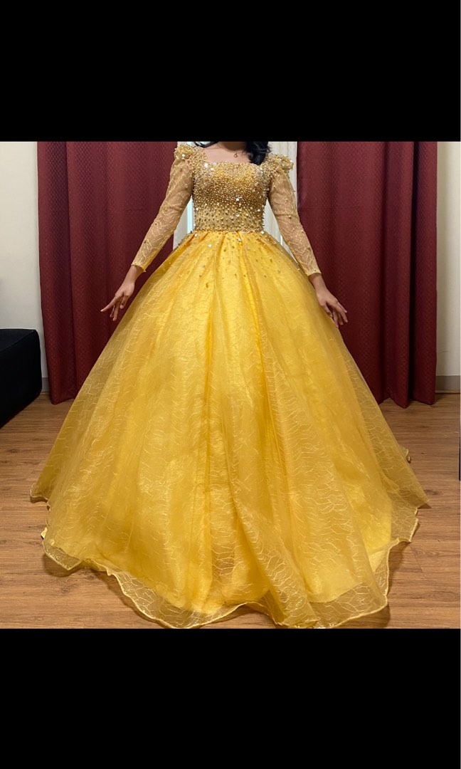 Belle Yellow Prom / Sagala / Debut Ball Gown / Princess Gown / Prom Gown / Long Sleeve Gown ...