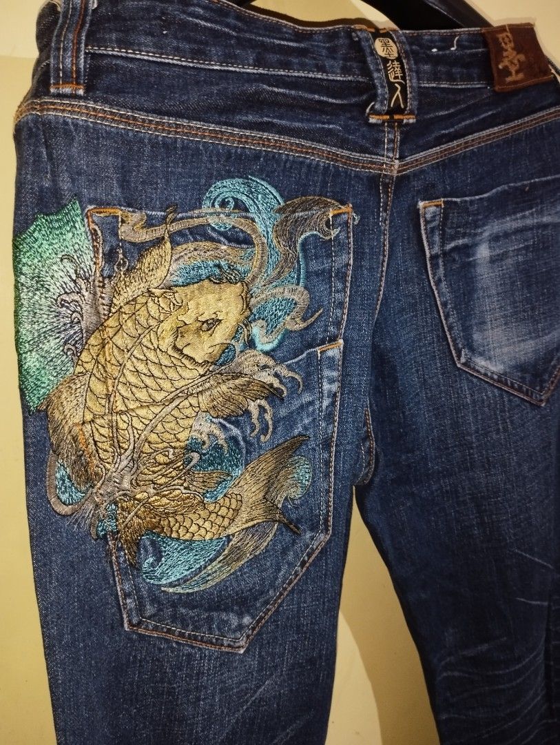 Big train Embroidered Koi fish Pants on Carousell