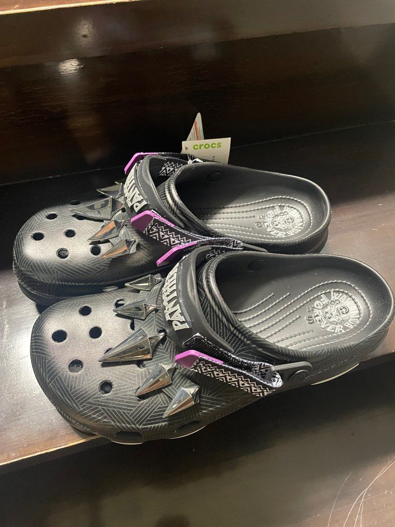 Black Panther Crocs, Men's Fashion, Footwear, Slippers & Slides on ...