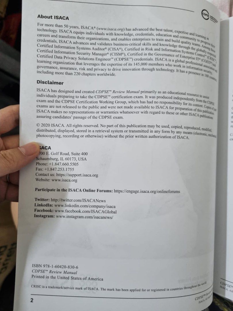 CDPSE ISACA Review Manual, Hobbies & Toys, Books & Magazines, Textbooks ...