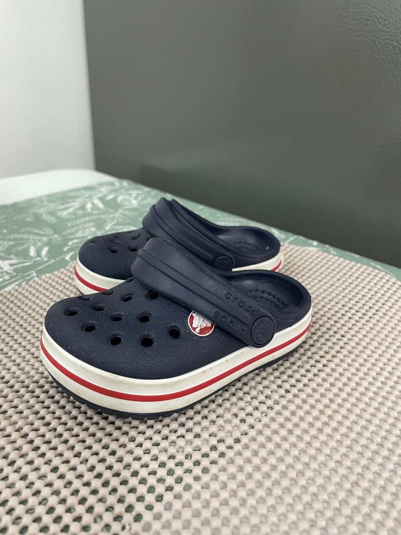 CROCS Kids Navy Blue Crocband, Babies & Kids, Babies & Kids Fashion on ...