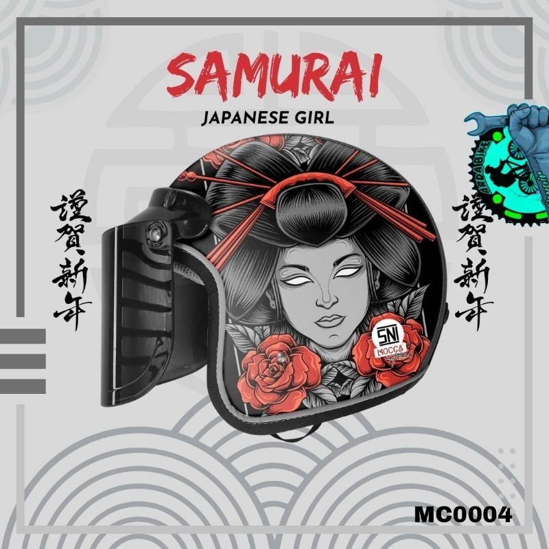 Ebike / Motorcycle Helmet Samurai Japanese Girl | Balinese Barong ...
