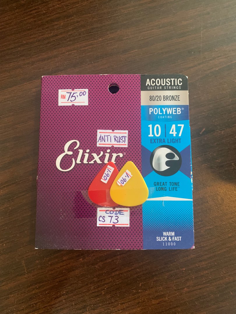 Elixir Acoustic String Set, Hobbies & Toys, Music & Media, Music ...