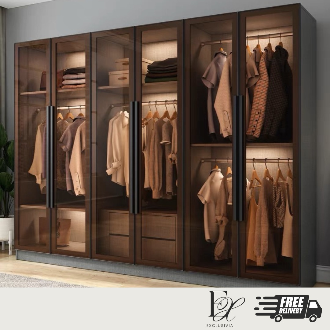 Glass Wardrobe Cabinet Modern MIYA, Furniture & Home Living, Furniture ...