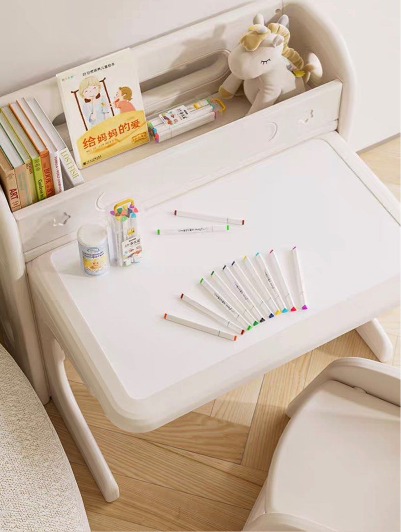 Kids Study Table Set Children Drawing Table With Chair Foldable Table ...