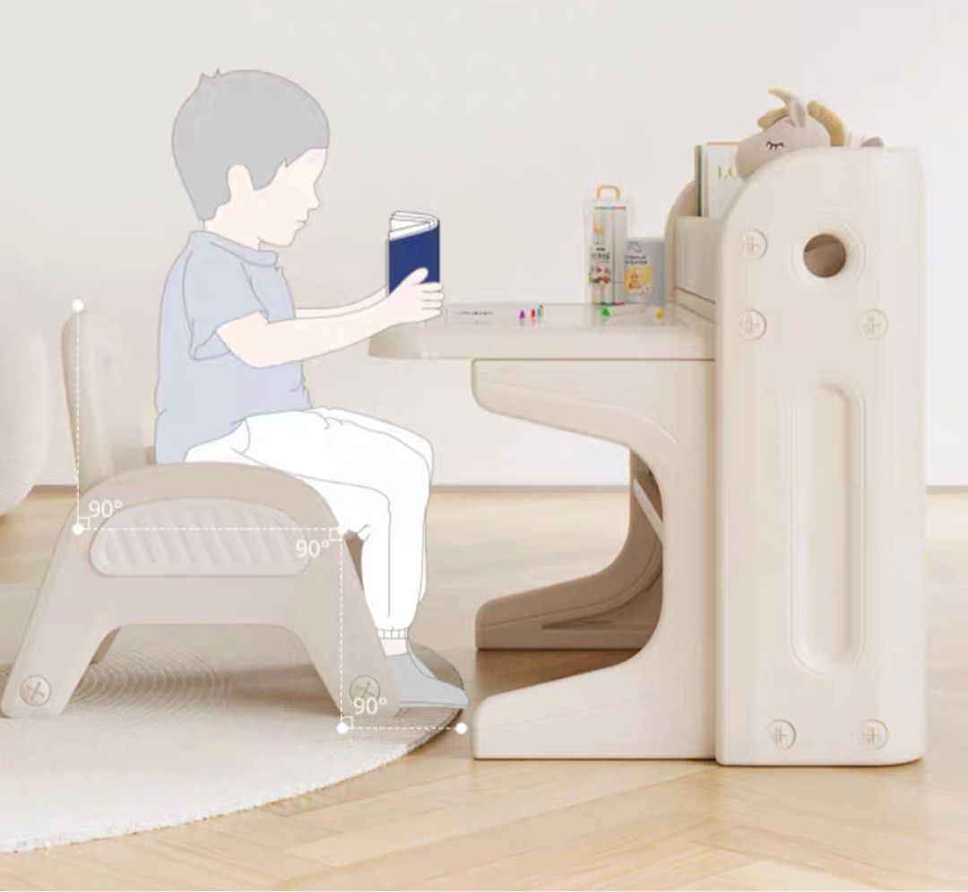 Kids Study Table Set Children Drawing Table With Chair Foldable Table ...